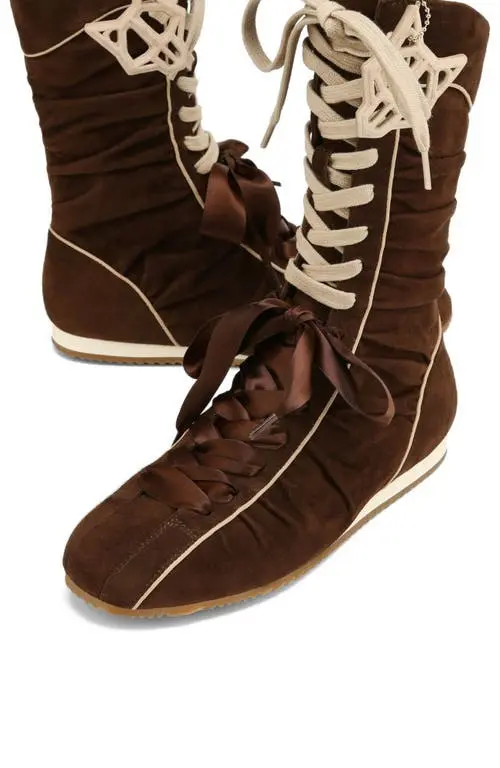 NAKED WOLFE Extreme Satin Lace-up Boots - Brown