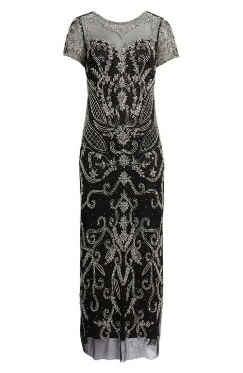 Pisarro Nights Embellished Mesh Column Gown