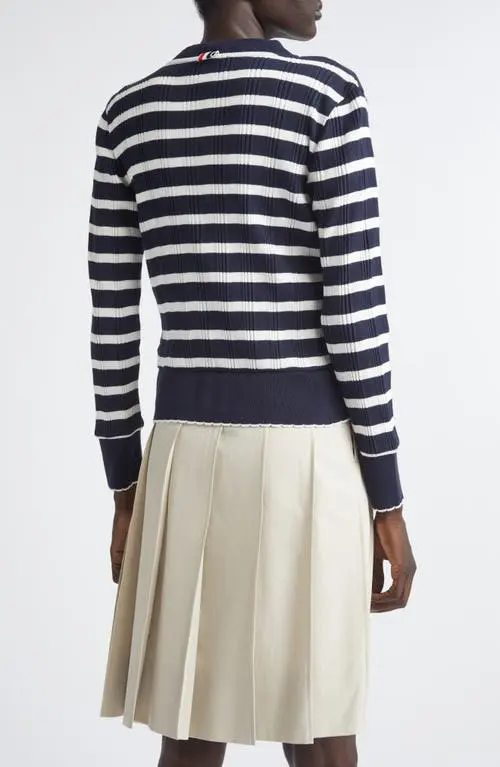 Thom Browne Striped Cotton Rib Cardigan