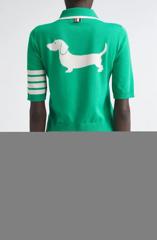 Thom Browne 4-bar Hector Intarsia Polo Sweater