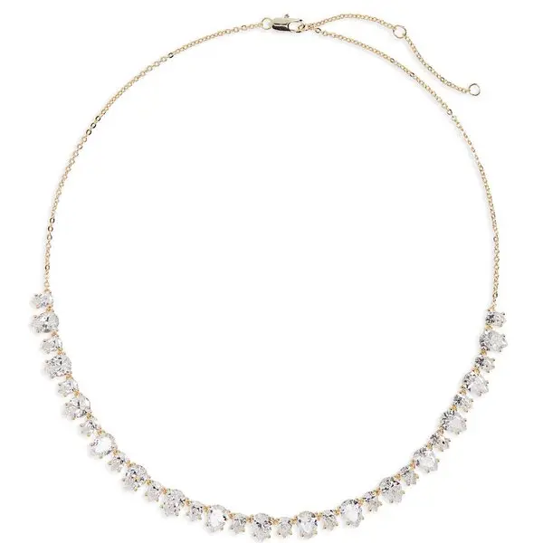 Nordstrom Cubic Zirconia Pave Collar Necklace - Clear- Gold