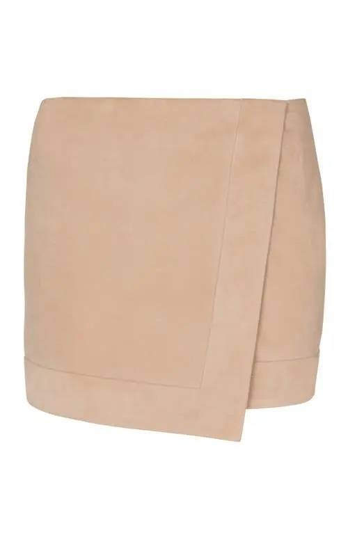 Balmain Suede Wrap Mini Skirt - Beige