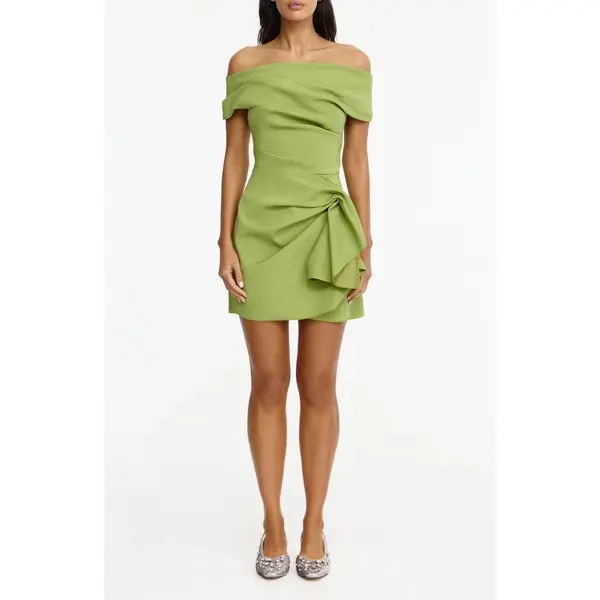 Acler Mersham Gathered Off-the-shoulder Cocktail Mini Dress