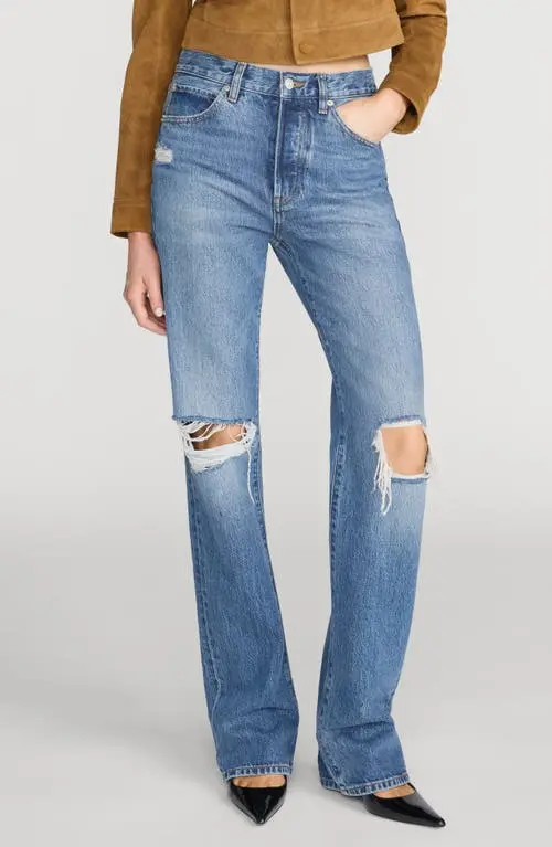 FRAME Vertical High Waist Relaxed Straight Leg Jeans - Voltage