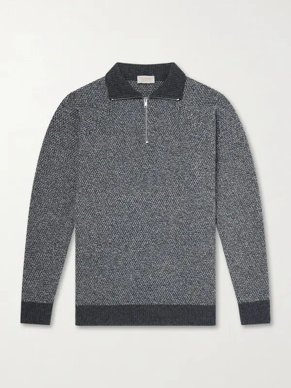 John Smedley Recycled Cashmere And Wool-blend Half-zip Sweater