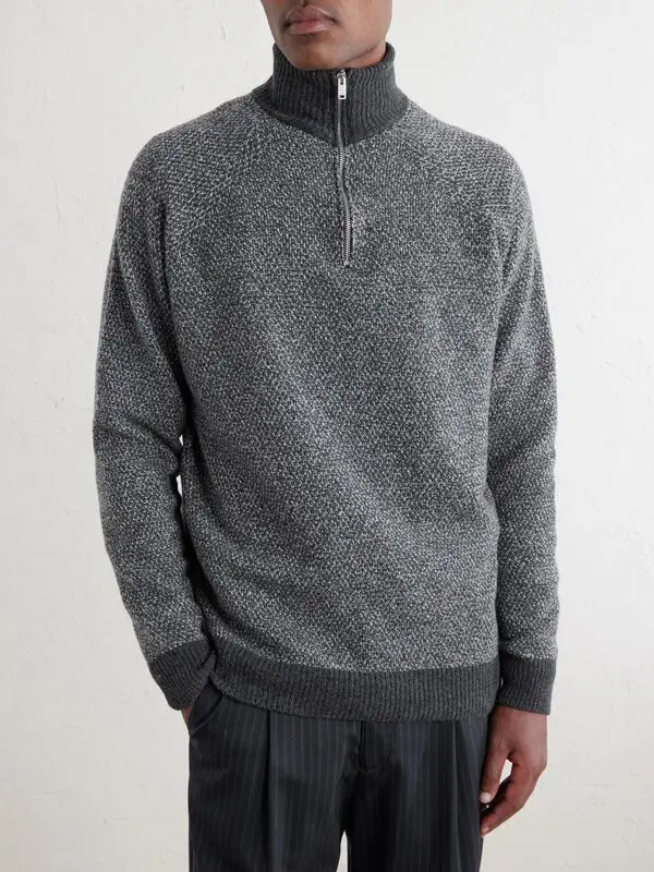 John Smedley Recycled Cashmere And Wool-blend Half-zip Sweater