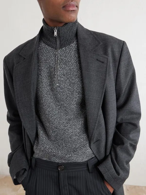 John Smedley Recycled Cashmere And Wool-blend Half-zip Sweater