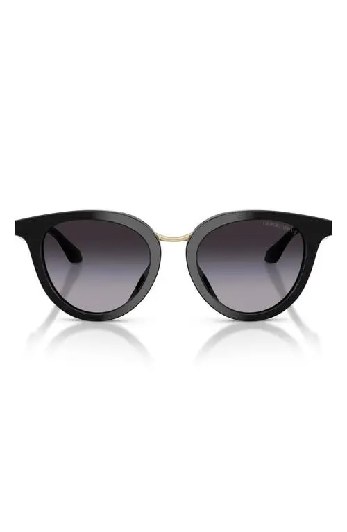 ARMANI Giorgio 49mm Round Frame Sunglasses - Black/grey Gradient
