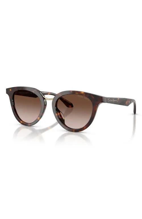 ARMANI Giorgio 49mm Round Frame Sunglasses - Havana/brown Gradient