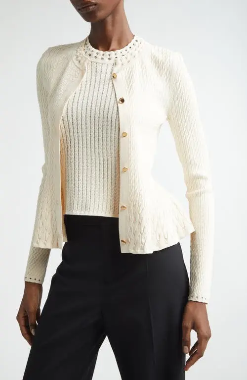 JASON WU Cable Stitch Peplum Cardigan