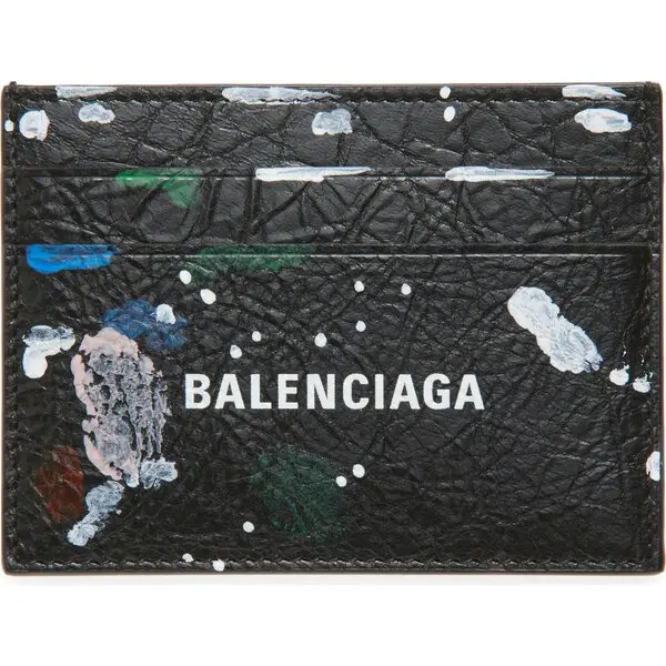 Balenciaga Cash Leather Card Holder - 8486 Black/multi