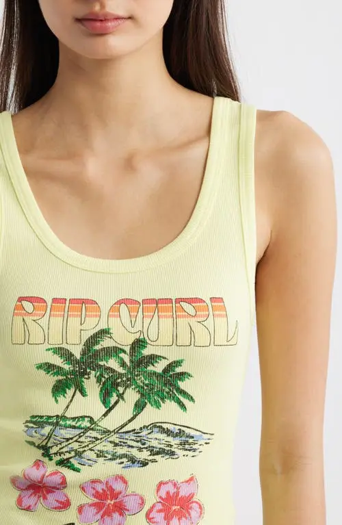 Rip Curl Graphic Cropped Tank - Pale Yellow