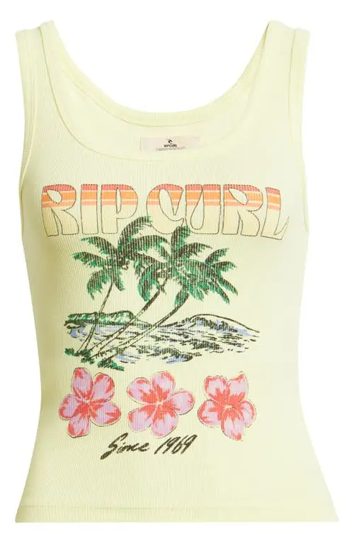Rip Curl Graphic Cropped Tank - Pale Yellow