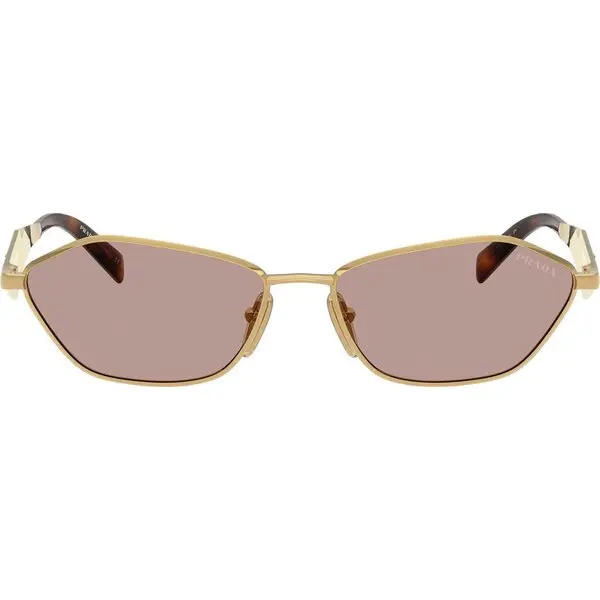 Prada Irregular Frame Sunglasses - Gold/light Purple Brown