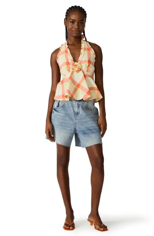 Steve Madden Tania Halter Top With Rosette Appliqu