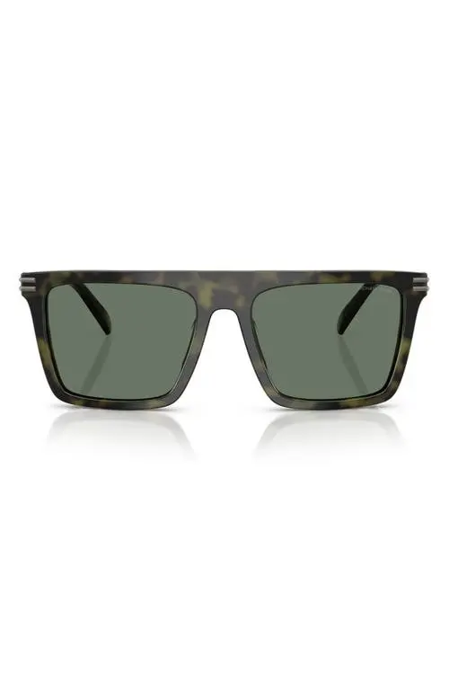Michael Kors Edgewater 55mm Flat Top Square Sunglasses - Olive Tortoise/green Solid