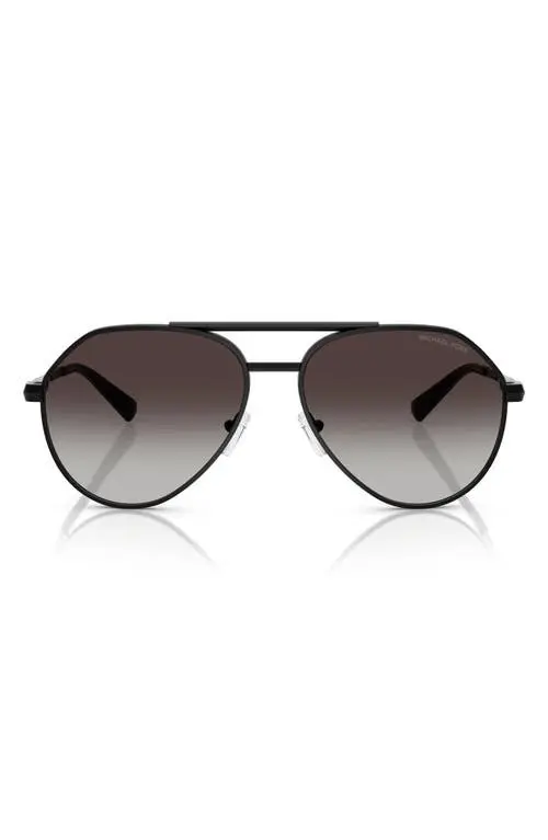 Michael Kors Brentwood Aviator Sunglasses - Black Shiny/dark Grey