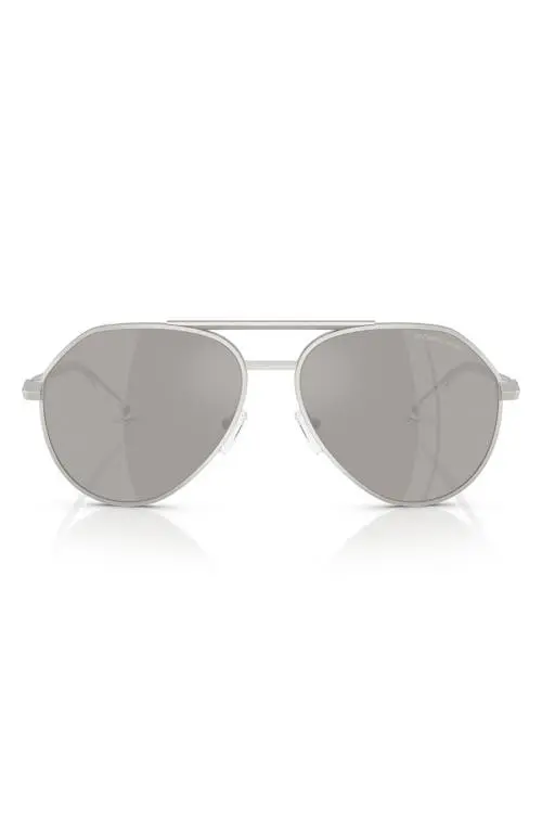 Michael Kors Brentwood Aviator Sunglasses - Matte Silver/silver Mirror