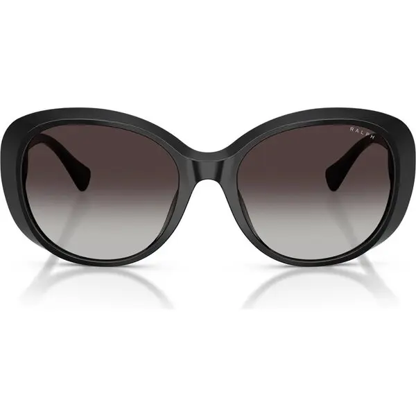 Ralph Lauren 56mm Gradient Round Frame Sunglasses - Shiny Black/gradient Grey