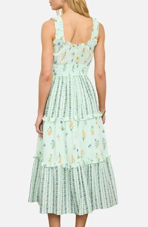 BLU PEPPER Sleeveless Tiered Maxi Dress - Sage Multi