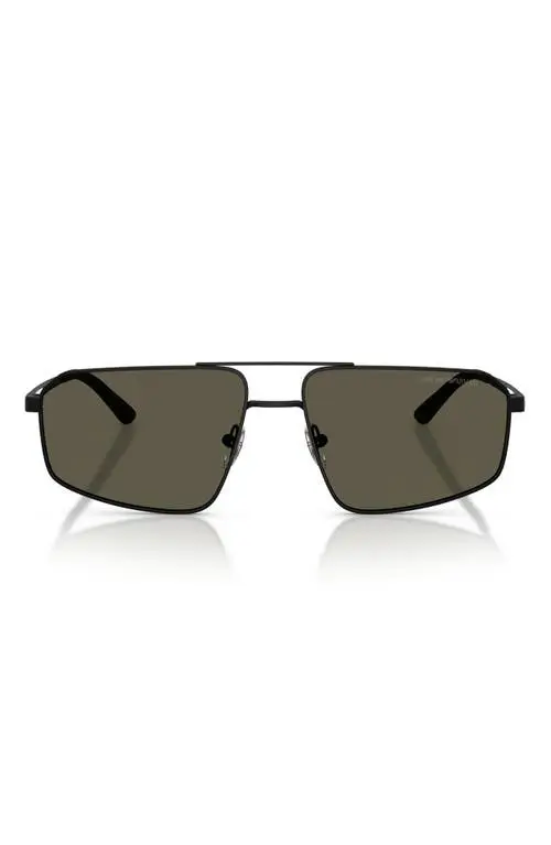 Emporio Armani 59mm Aviator Sunglasses - Matte Black/dark Grey