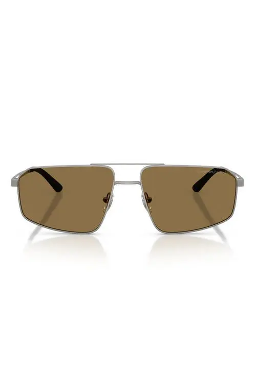 Emporio Armani 59mm Aviator Sunglasses - Matte Gunmetal/dark Brown