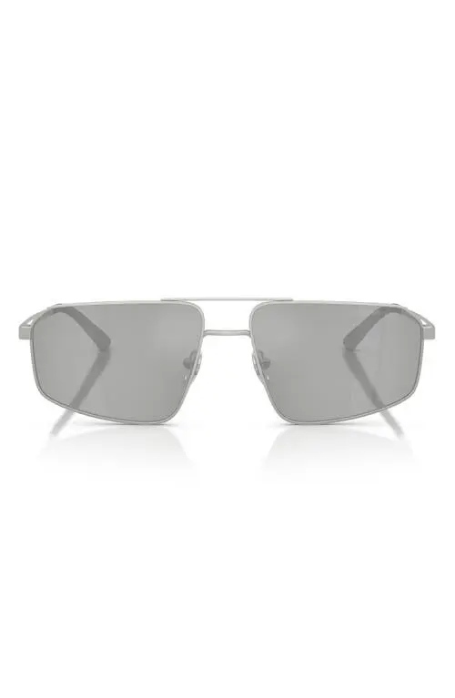 Emporio Armani 59mm Aviator Sunglasses - Matte Silver/clear Silver