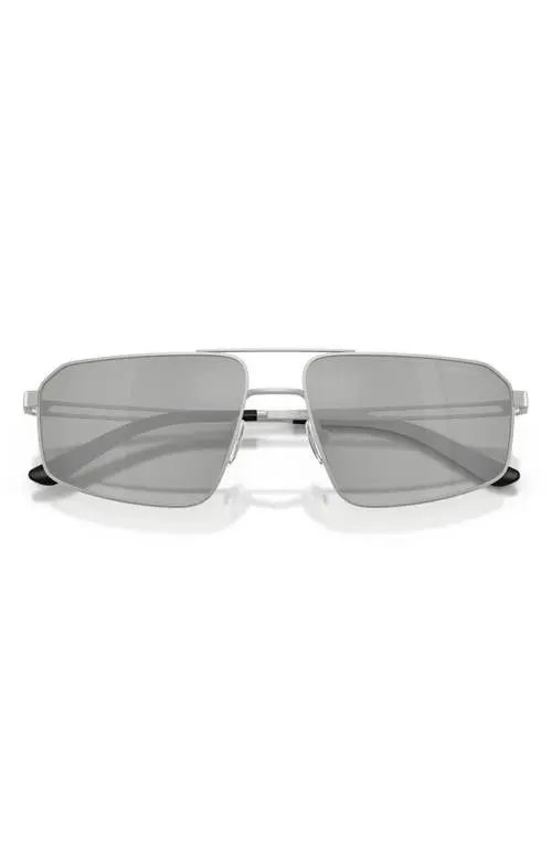 Emporio Armani 59mm Aviator Sunglasses - Matte Silver/clear Silver