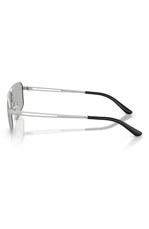 Emporio Armani 59mm Aviator Sunglasses - Matte Silver/clear Silver