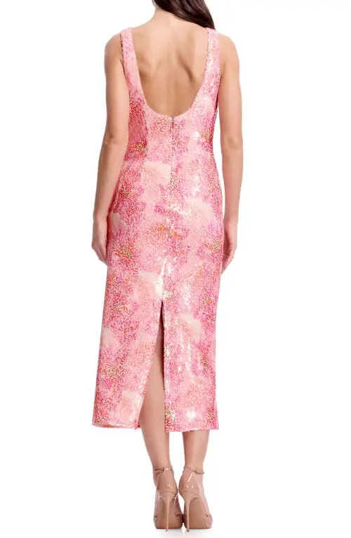 Dress The Population Sequin Floral Sheath Midi Dress