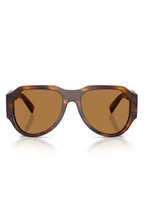 Dolce & Gabbana 58mm Pilot Sunglasses - Striped Brown/bronze