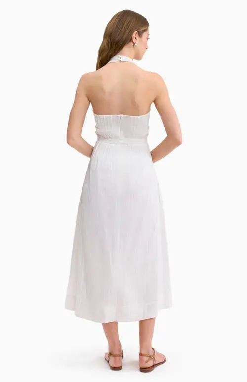 Rebecca Taylor Marianne Textured Cotton Dobby Halter Dress