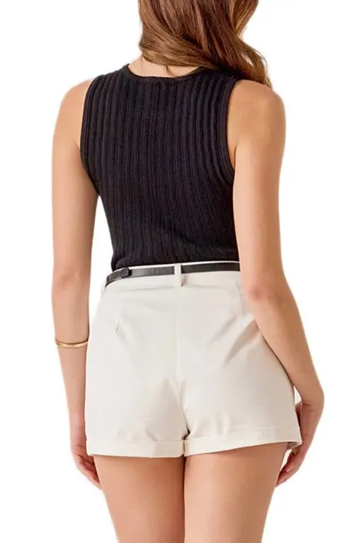 MARSY Sleeveless Ribbed Knit Top - Black