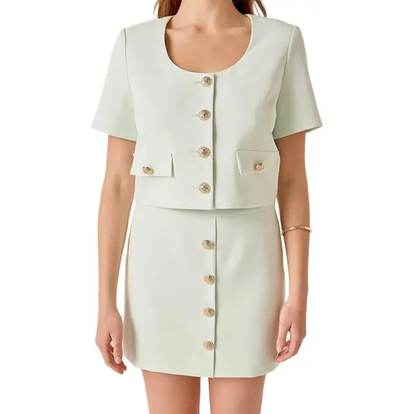 MARSY Short Sleeve Top With Statement Buttons