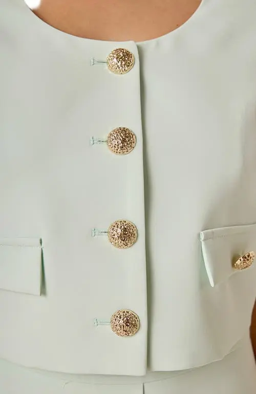 MARSY Short Sleeve Top With Statement Buttons