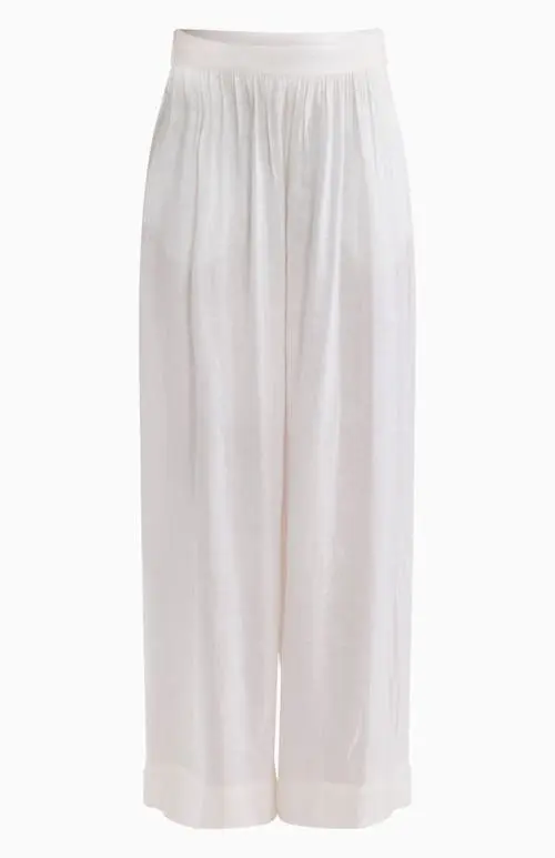 Rebecca Taylor Wide Leg Linen Blend Trousers - Ivory