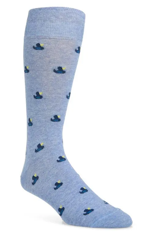 Paul Smith Norbert Duck Cotton Blend Dress Socks - Turquoise/aqua