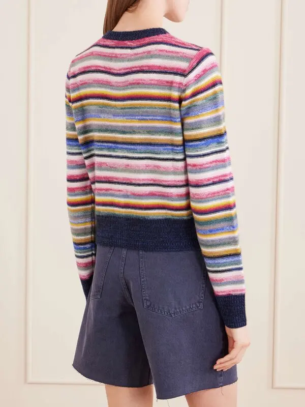 Suzie Kondi Kandria Cropped Striped Cashmere Cardigan