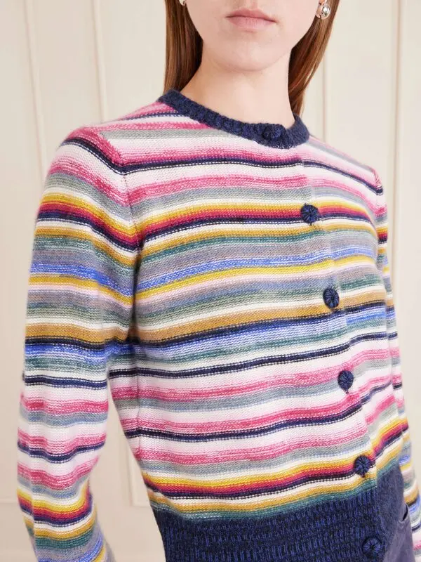 Suzie Kondi Kandria Cropped Striped Cashmere Cardigan