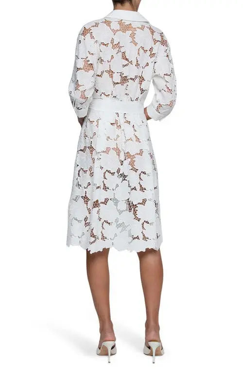 L'Agence Lace Midi Shirt Dress With Tie Waist