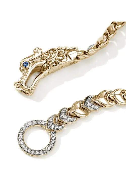 John Hardy Naga 14k Diamond And Sapphire Bracelet