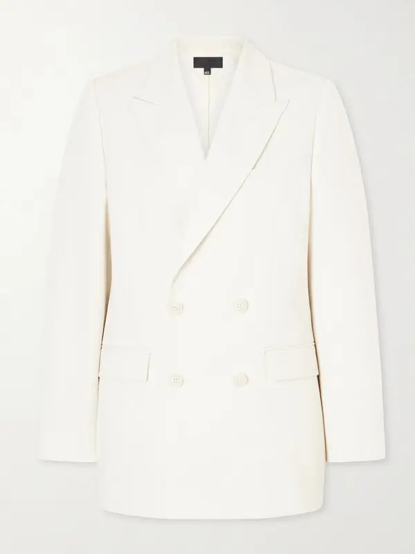 NILI LOTAN Weston Double-breasted Wool-gabardine Blazer - Neutrals