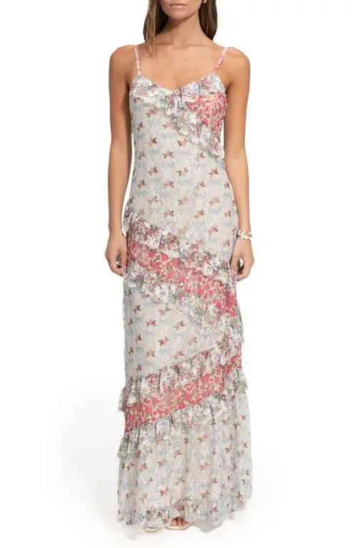 Agua Bendita Alana Lace & Ruffle Maxi Dress - White