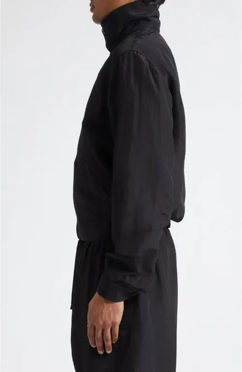 LEMAIRE Short Linen Blend Zip Jacket - Black