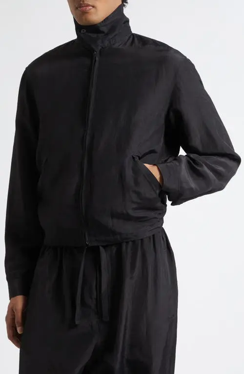 LEMAIRE Short Linen Blend Zip Jacket - Black