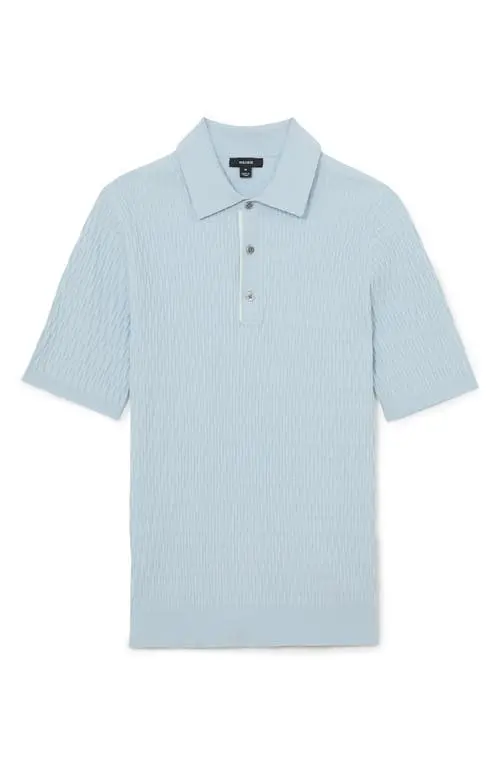 REISS Era Basket Weave Knit Polo Sweater - Soft Blue