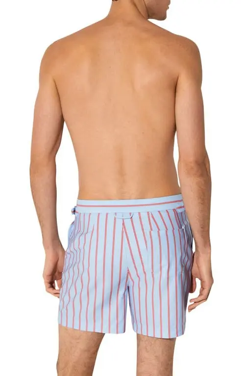 REISS Presley Stripe Side Adjuster Swim Trunks - Soft Blue