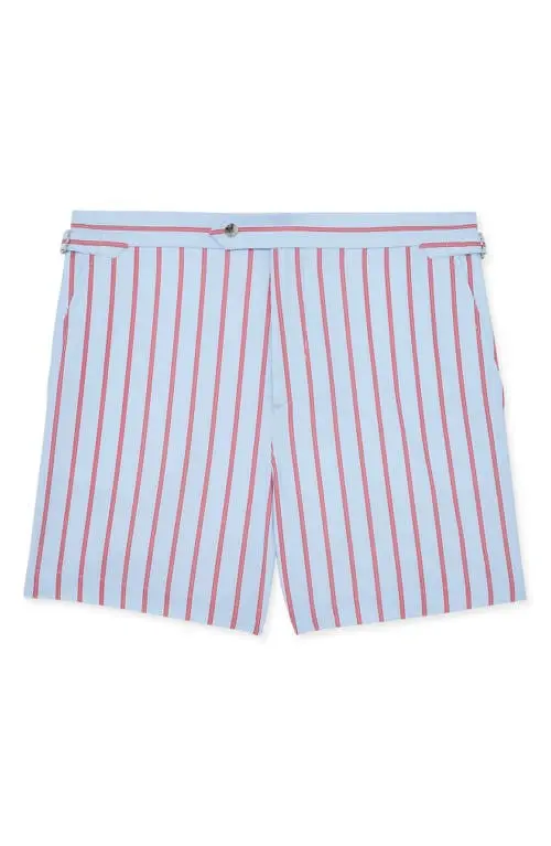 REISS Presley Stripe Side Adjuster Swim Trunks - Soft Blue