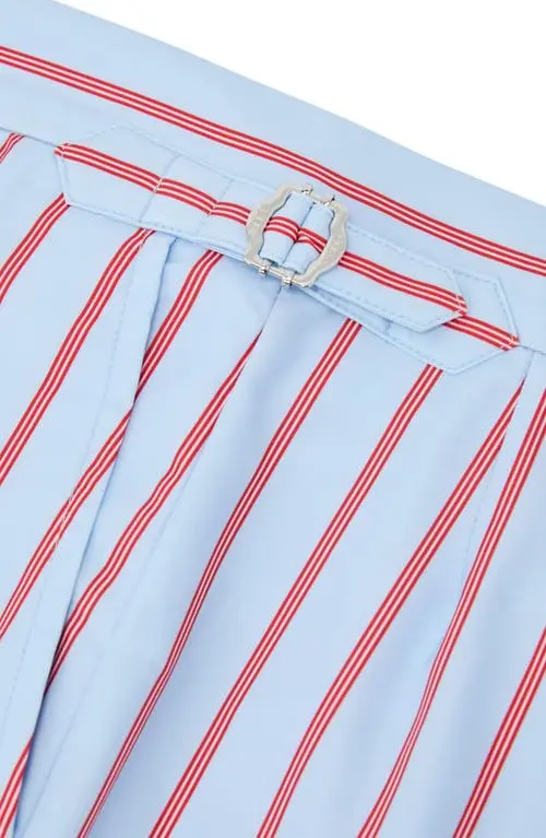 REISS Presley Stripe Side Adjuster Swim Trunks - Soft Blue