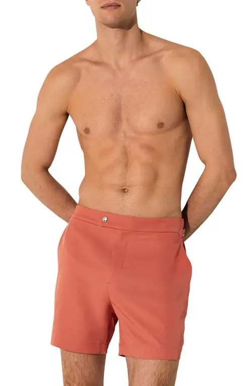 REISS Sun Solid Side Adjuster Swim Trunks - Dusty Orange